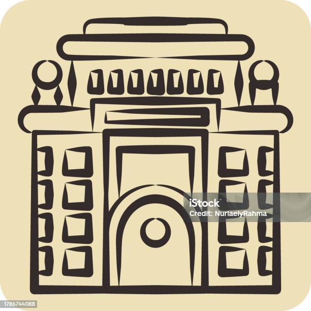 Hotel Icon Terkait Dengan Simbol Akomodasi Gaya Digambar Tangan Desain