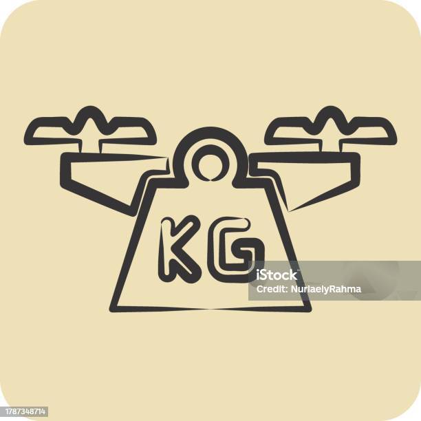 Berat Ikon Terkait Dengan Simbol Drone Gaya Digambar Tangan Desain