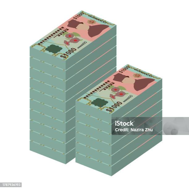 Brunei Dollar Vector Illustration Brunei Money Set Bundle Banknotes Paper Money 1000 Bnd Flat