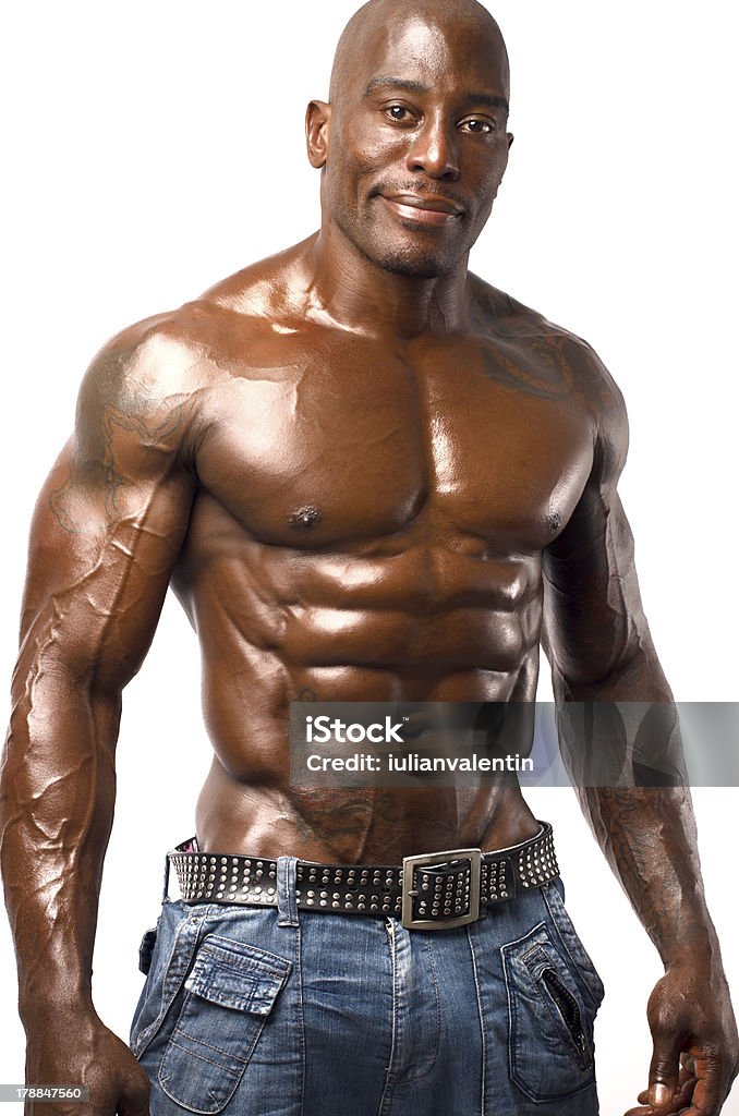 Foto De Forte Bodybuilder Com Perfeita Abs Os Ombros Os Tríceps Bíceps