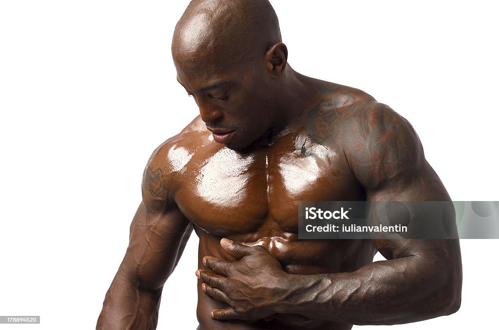 Foto De Forte Bodybuilder Com Perfeita Abs Os Ombros Os Tríceps Bíceps