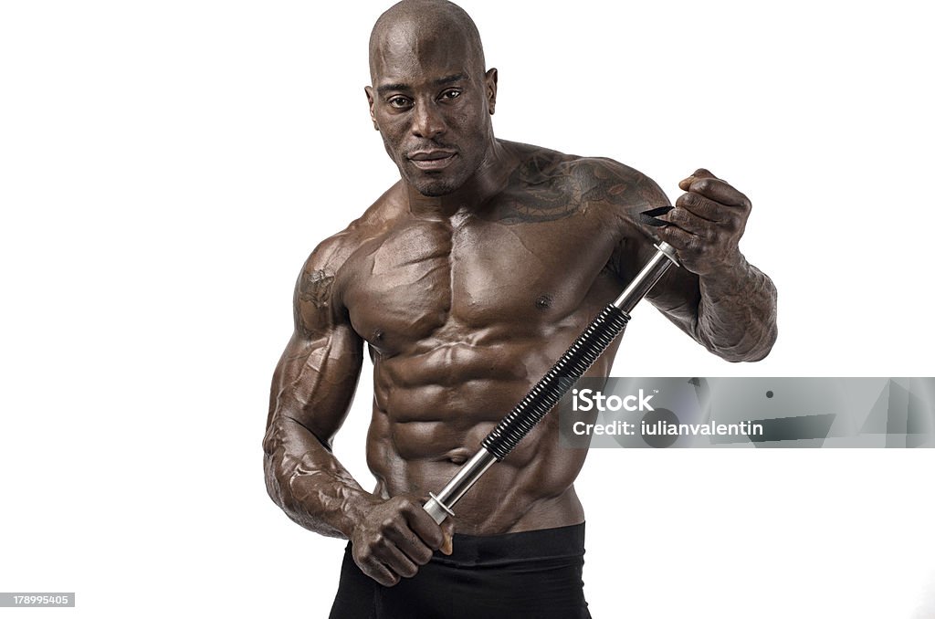 Foto De Forte Bodybuilder Com Perfeita Abs Os Ombros Os Tríceps Bíceps