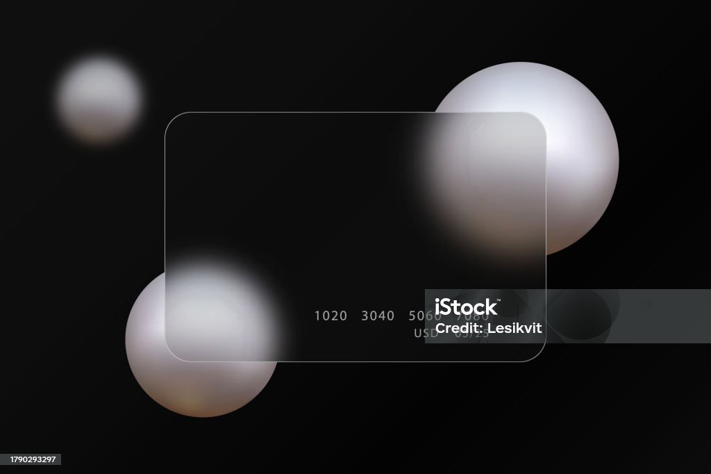 Glass Morphism Style Credit Card Icon Cashless Payment Concept Realistic Glass Morphism Effect