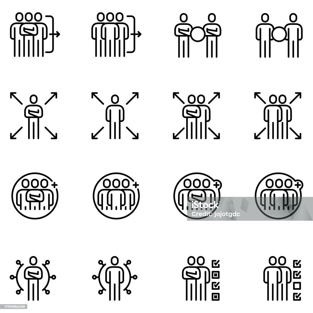 Vetores De Ícones De Pessoas Linha Grupo De Trabalho Conjunto De