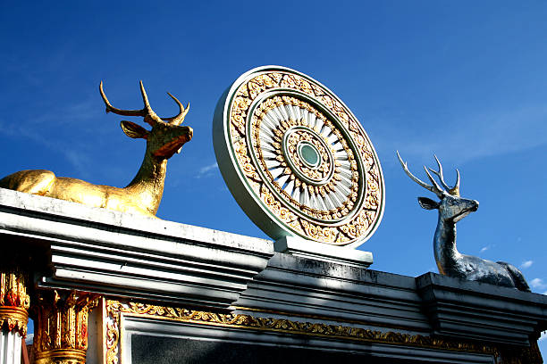 Free picture: Wheel of Dharma with two deers, a bas-relief at Shanti ...