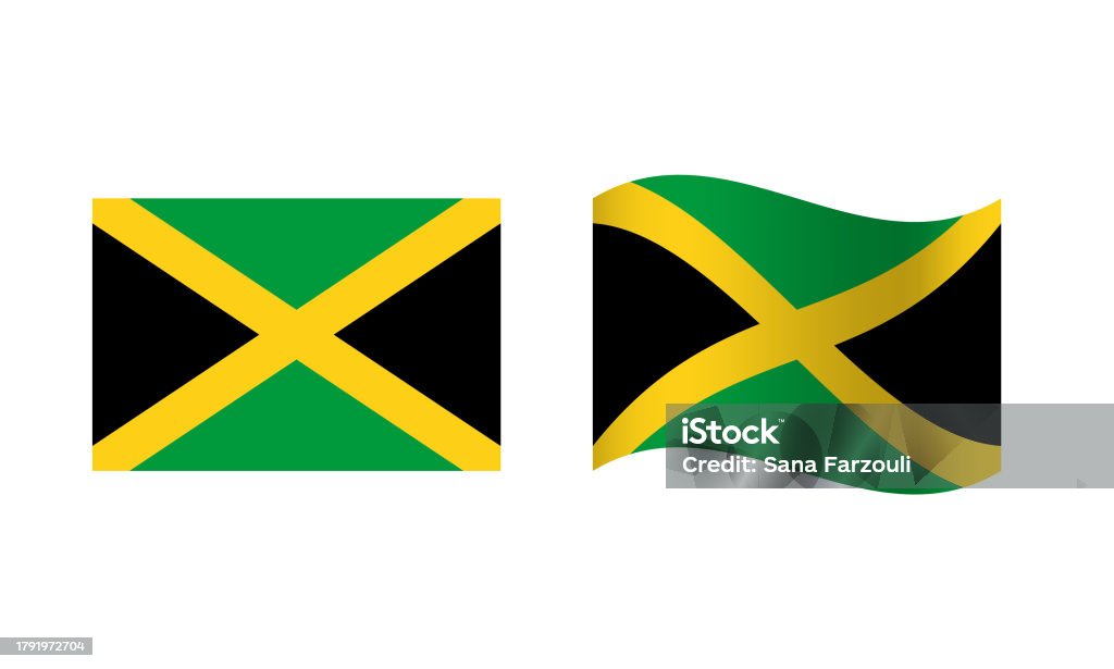 Rectangle And Wave Jamaica Flag Illustration Stock Illustration
