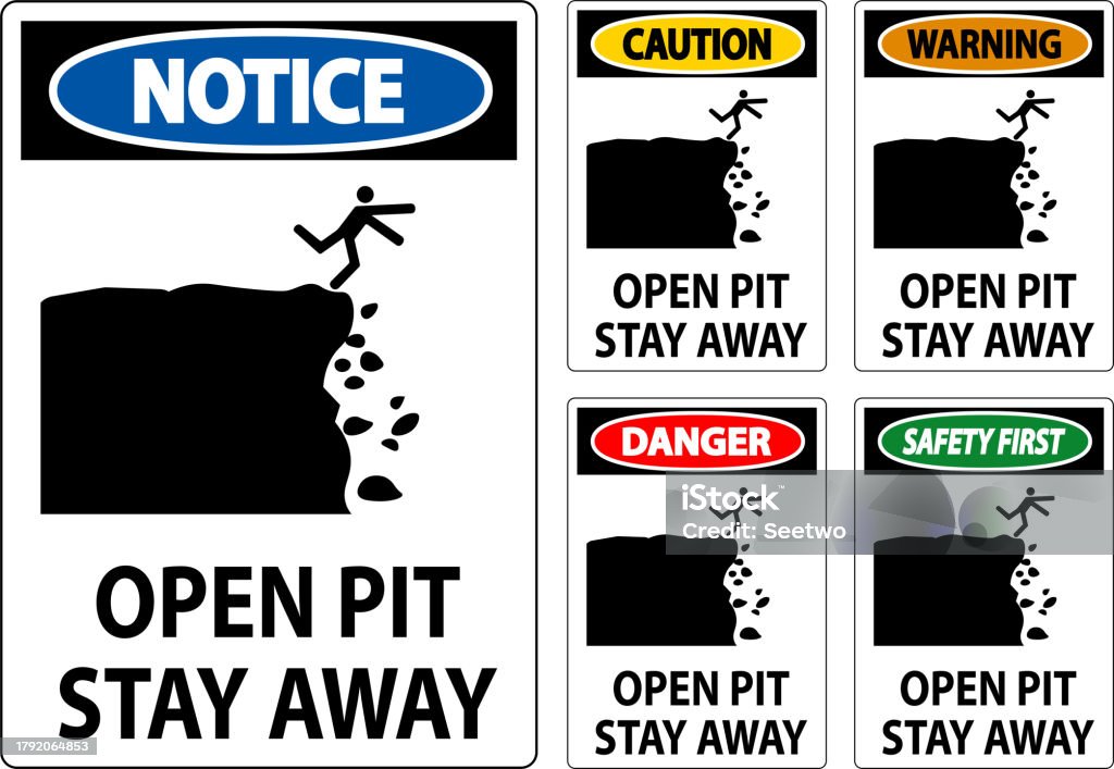Danger Sign Open Pit Stay Away Stock Illustration Download Image Now Applying Backgrounds