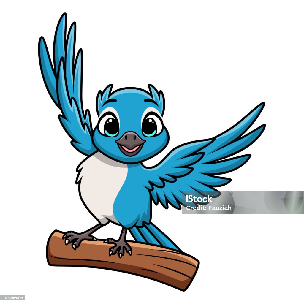 Cute Blue Jay Cartoon On White Background Stock Illustration Download