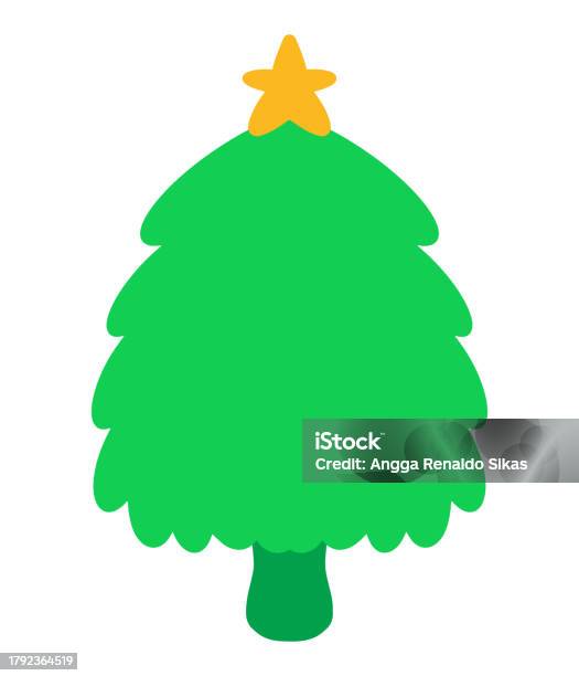 Pohon Natal Desain Datar Kartun Terisolasi Di Atas Putih Ilustrasi Stok