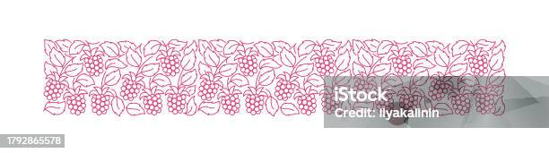 Raspberries Pattern Flourish Line Background Design Editable Outline