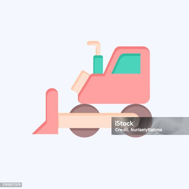 Ikon Buldoser Terkait Dengan Simbol Pertambangan Gaya Datar Desain