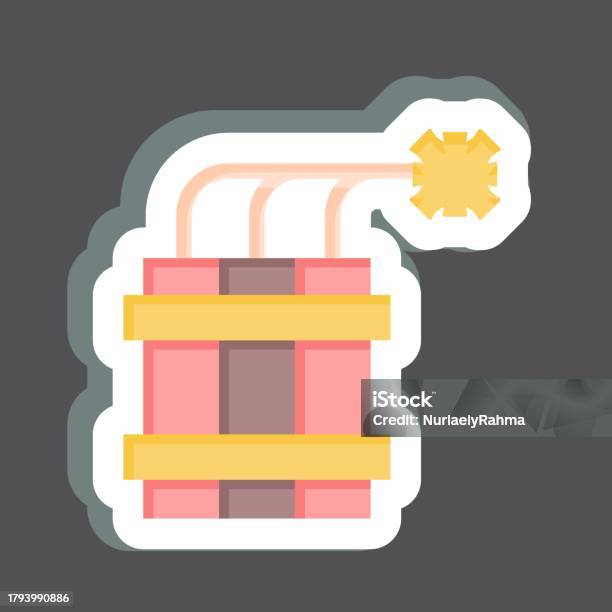 Stiker Dinamit Terkait Dengan Simbol Pertambangan Desain Sederhana