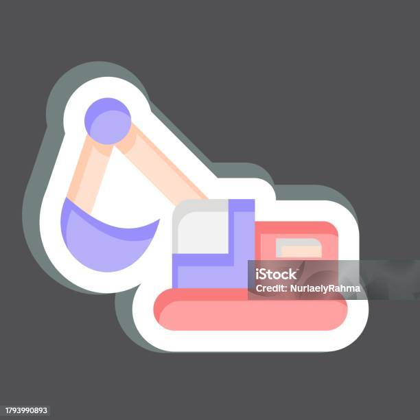 Ekskavator Stiker Terkait Dengan Simbol Pertambangan Desain Sederhana