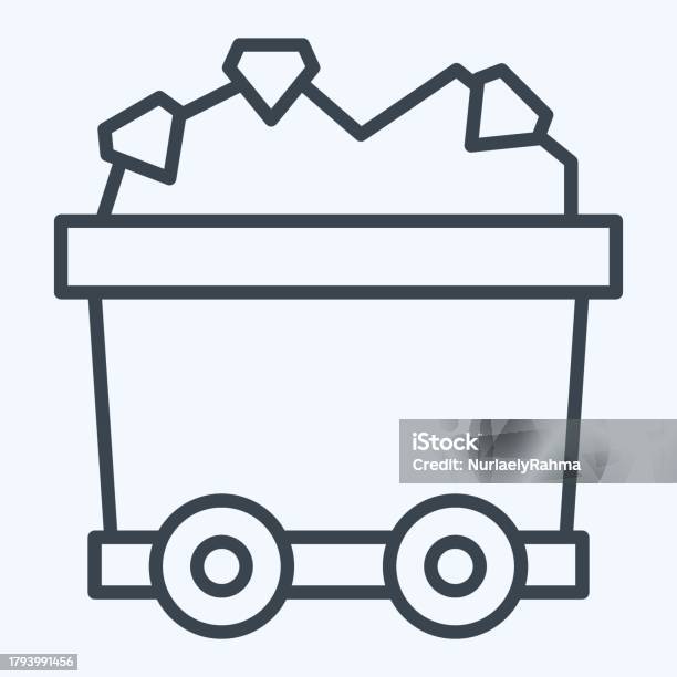 Ikon Mining Cart Terkait Dengan Simbol Pertambangan Gaya Garis Desain