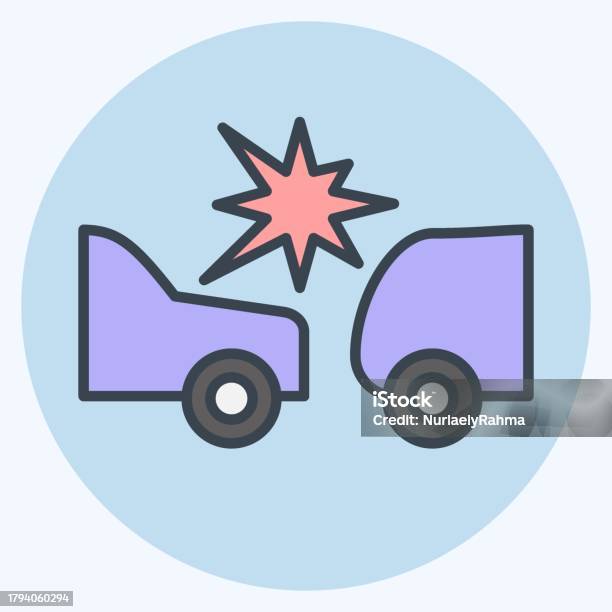 Kecelakaan Ikon Terkait Dengan Mobil Simbol Otomotif Gaya Pasangan