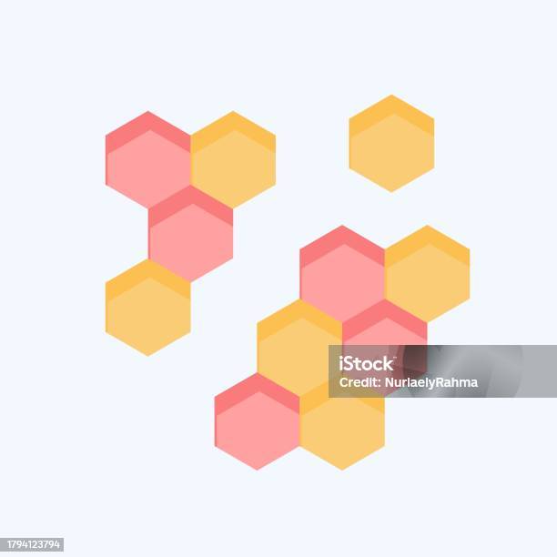 Ikon Molekuler Terkait Dengan Simbol Biokimia Gaya Datar Desain