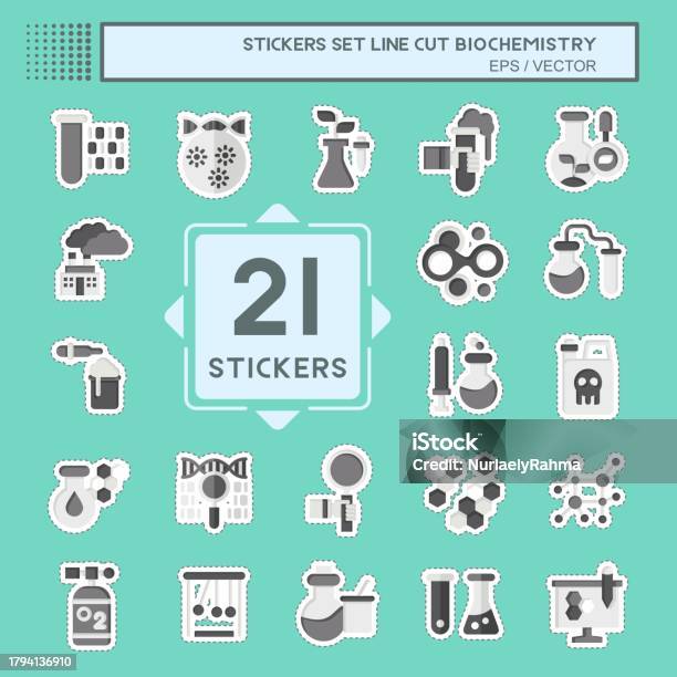 Garis Stiker Dipotong Set Biokimia Terkait Dengan Simbol Kimia Desain