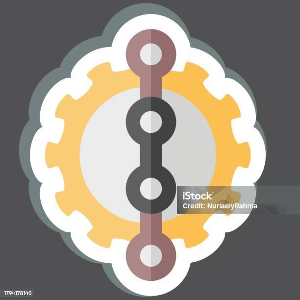 Rantai Stiker Terkait Dengan Simbol Sepeda Desain Sederhana Dapat