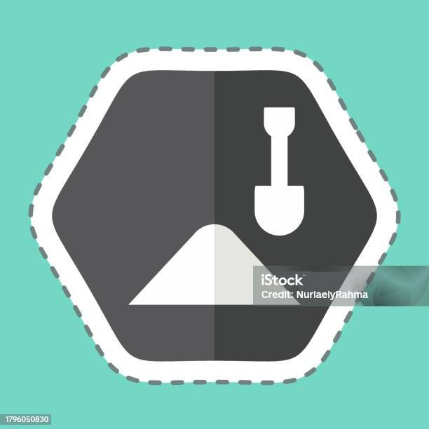 Ligne Dautocollant Coupée Travail Lié Au Symbole De Panneau De