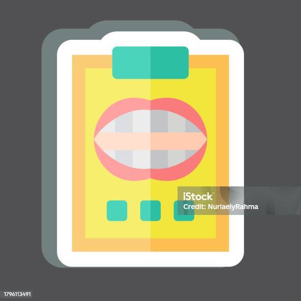 Laporan Gigi Stiker Terkait Dengan Simbol Dokter Gigi Desain Sederhana