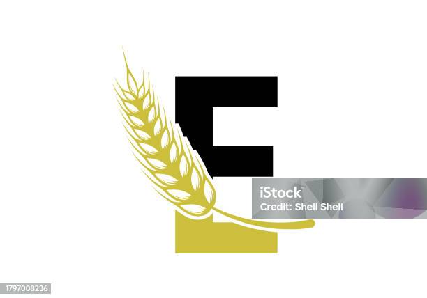 Symbole De Signe De La Lettre E Avec Couronne Dépis De Blé Logo De