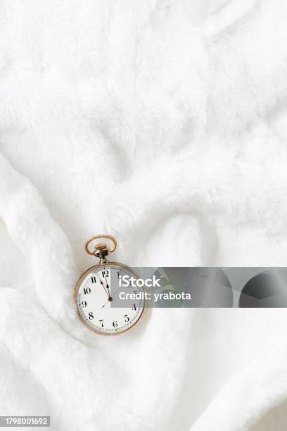 Vintage Pocket Watch Showing 12 Oclock Night Holiday Midnight On Clock Face Twelve Hour Old