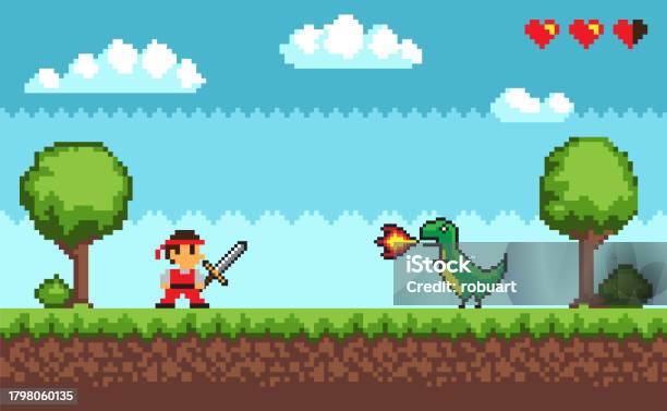 Desain Seni Piksel Dengan Latar Belakang Lanskap Luar Ruangan Layar ... Desain Seni Piksel Dengan Latar Belakang Lanskap Luar Ruangan Layar ...