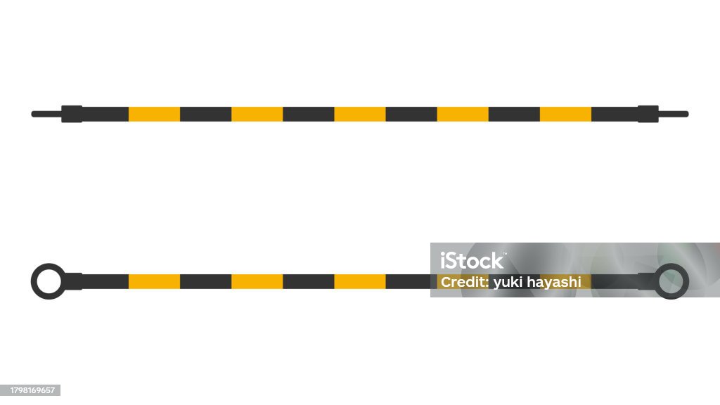 Vector Illustration Of Yellow And Black Bars Connecting Safety Cones