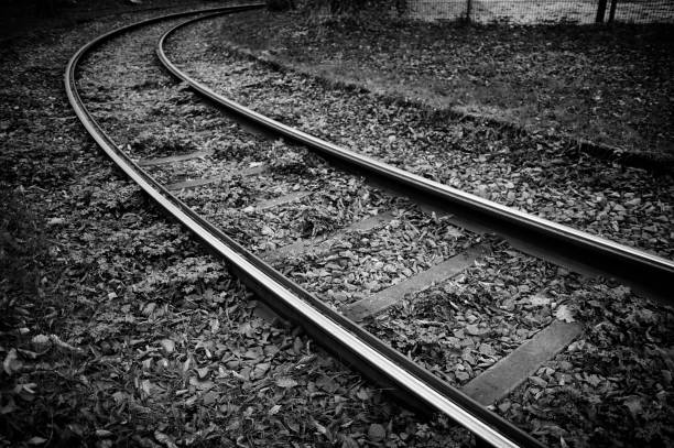 Free Stock Photo of Black and White Railroad Tracks Stretching Into the ...