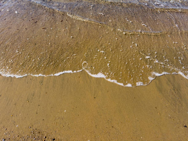 Free picture: Close-up of wet sandbar on beachfront with waves