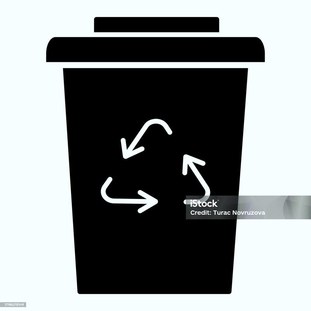 Ilustración De Icono Sólido Del Cubo De Basura De Reciclaje Ilustración