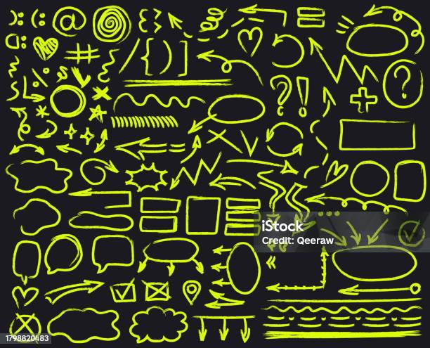 Set Doodle Yang Digambar Tangan Sorotan Diagram Dan Infografis