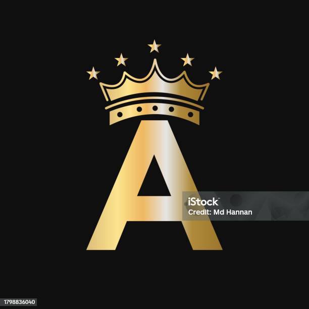 Logo De La Couronne Sur La Lettre A Avec Licône De Létoile Modèle