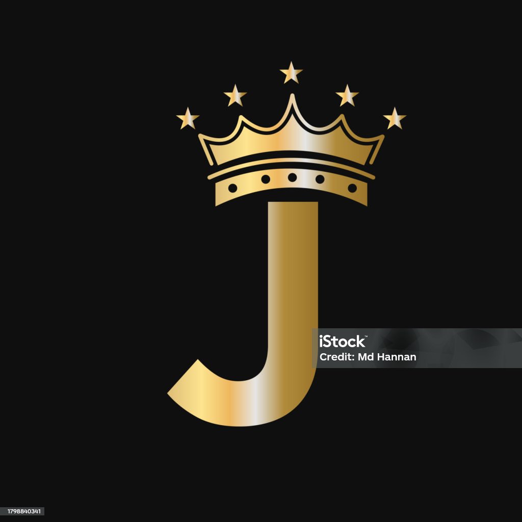 Logo De La Couronne Sur La Lettre J Avec Licône De Létoile Modèle
