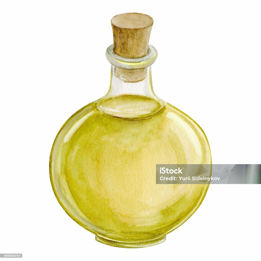 Bouteille En Verre Dhuile Dolive Sur Fond Blanc Bouteille Ronde En