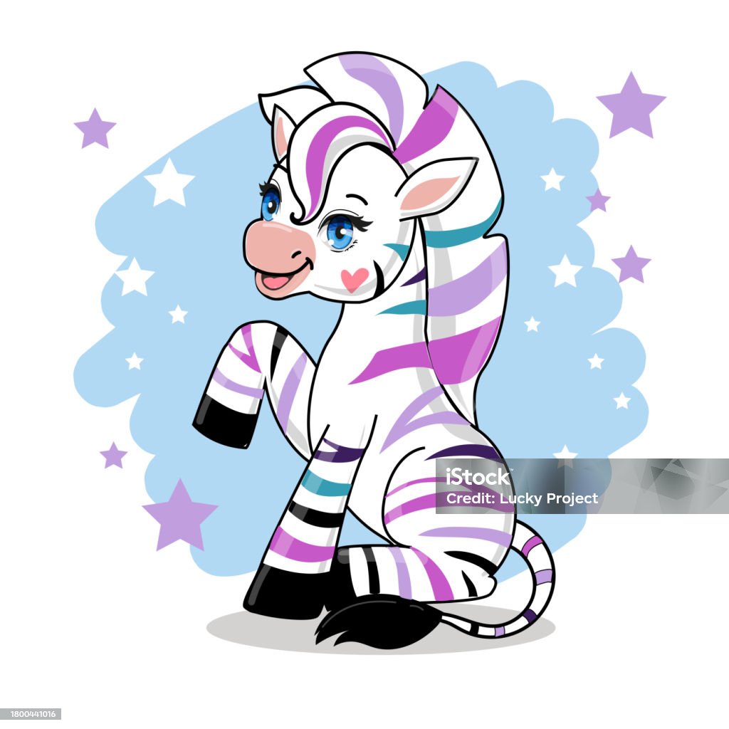 Zebra Kartun Lucu Dalam Garisgaris Multiwarna Dengan Latar Belakang ... Zebra Kartun Lucu Dalam Garisgaris Multiwarna Dengan Latar Belakang ...