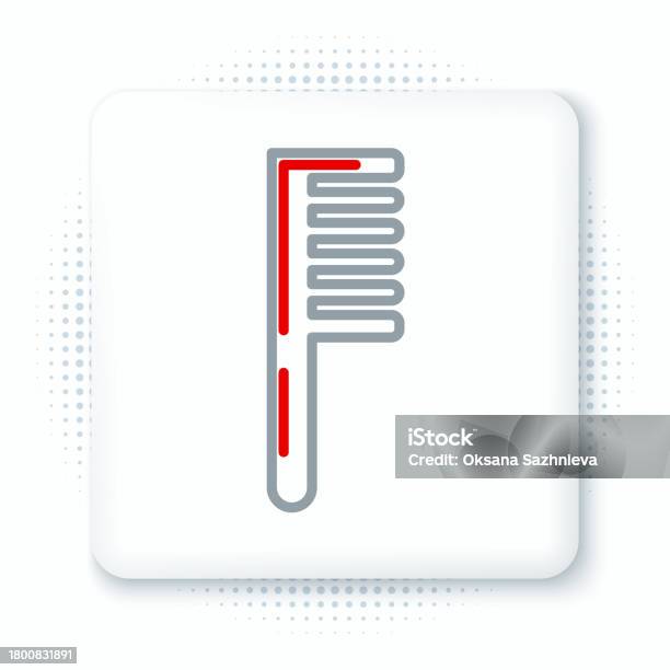 Ikon Line Hairbrush Terisolasi Pada Latar Belakang Putih Sisir Tanda