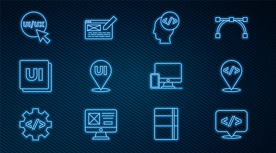 Vetores De Definir Linha De Desenvolvimento Frontend Ui Ou Ux Design