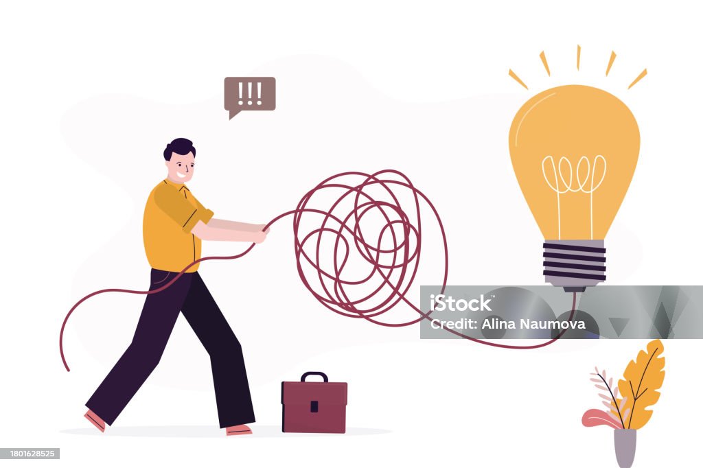 Smart Businessman Untangle Messy Line Of Idea Light Bulb Or Simplify ... Smart Businessman Untangle Messy Line Of Idea Light Bulb Or Simplify ...