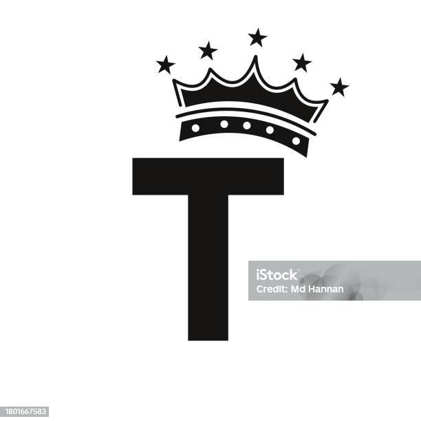 Logo De La Couronne Sur La Lettre T Avec Licône De Létoile Modèle
