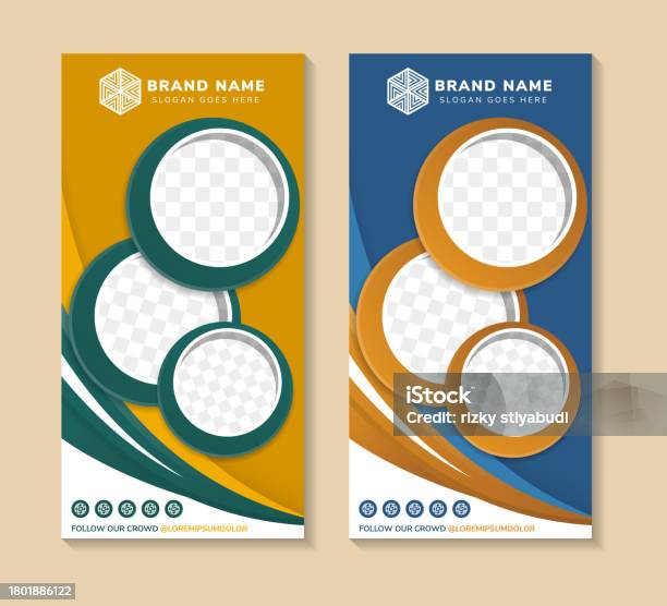 Template Desain Banner Modern Abstrak Dalam Tata Letak Vertikal Dengan