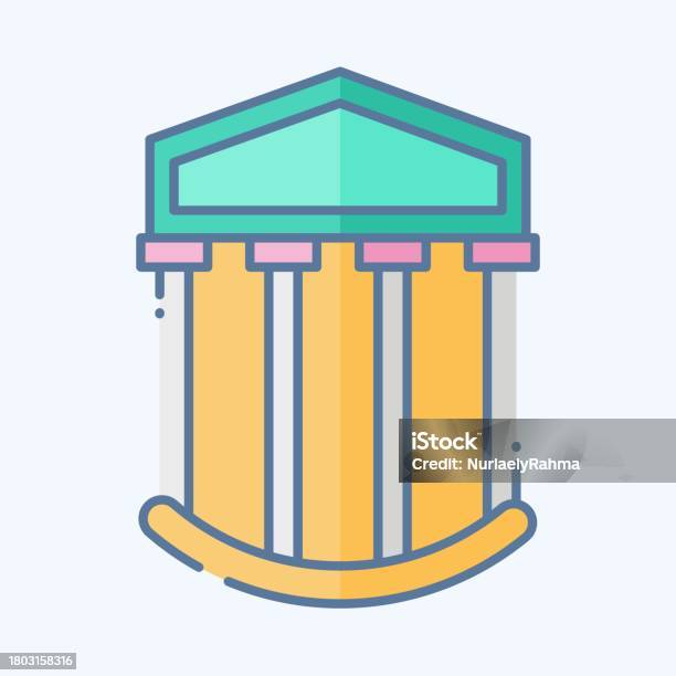 Museum Ikon Terkait Dengan Simbol Bangunan Ikon Gaya Doodle Desain