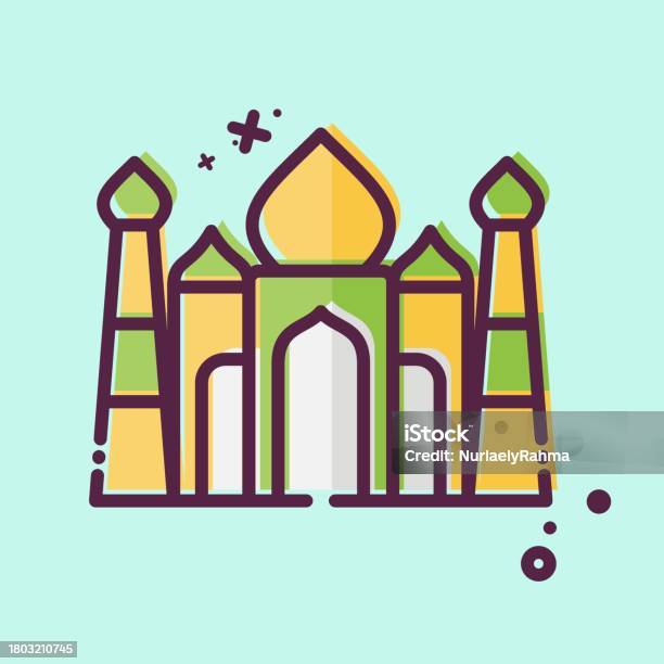 Icône Taj Mahal Lié Au Symbole De Linde Le Style Mbe Conception Simple