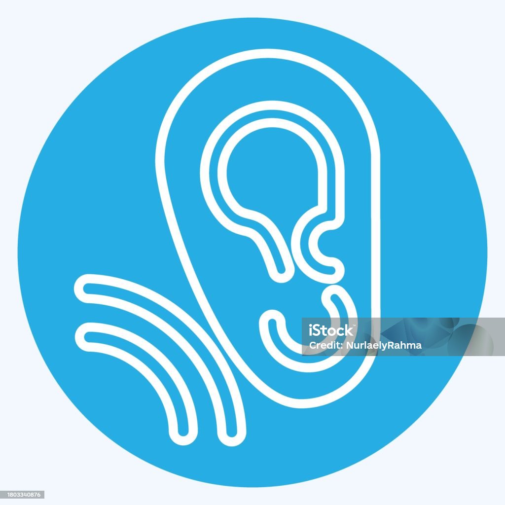 Icône De Loreille Lié Au Symbole De Communication Style Yeux Bleus