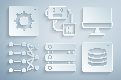 Set Server Data Computer Monitor Neural Network Artificial Intelligence ... Set Server Data Computer Monitor Neural Network Artificial Intelligence ...