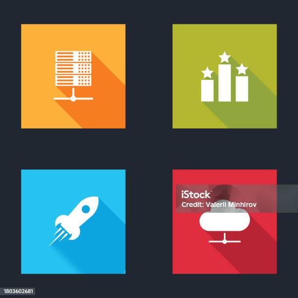 Set Server Data Web Hosting Ranking Star Rocket Ship With Fire And ... Set Server Data Web Hosting Ranking Star Rocket Ship With Fire And ...