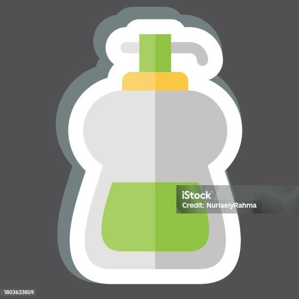Autocollant Savon Liquide Lié Au Symbole De Nettoyage Conception Simple
