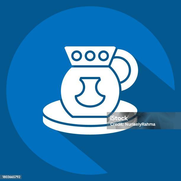 Icon Ayran Related To Turkey Symbol Long Shadow Style Simple Design