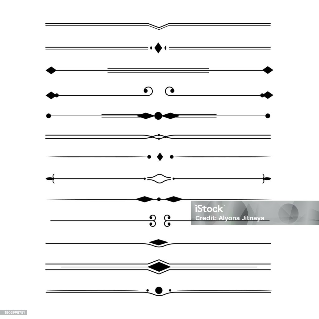 Text Devider Set Line Minimal Separators Elegant Doodlle Borders Decorative Elements Isolated On