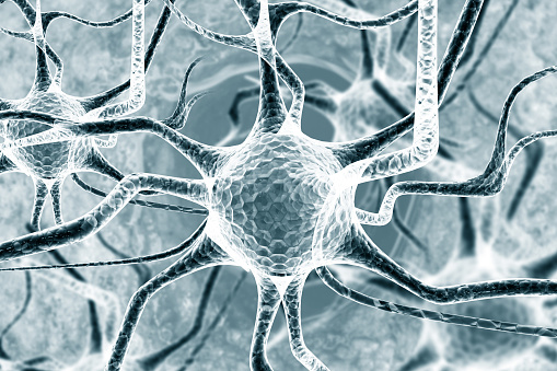 Neuronas Células Nerviosas Activas Red Neuronal Ilustración 3d Foto De